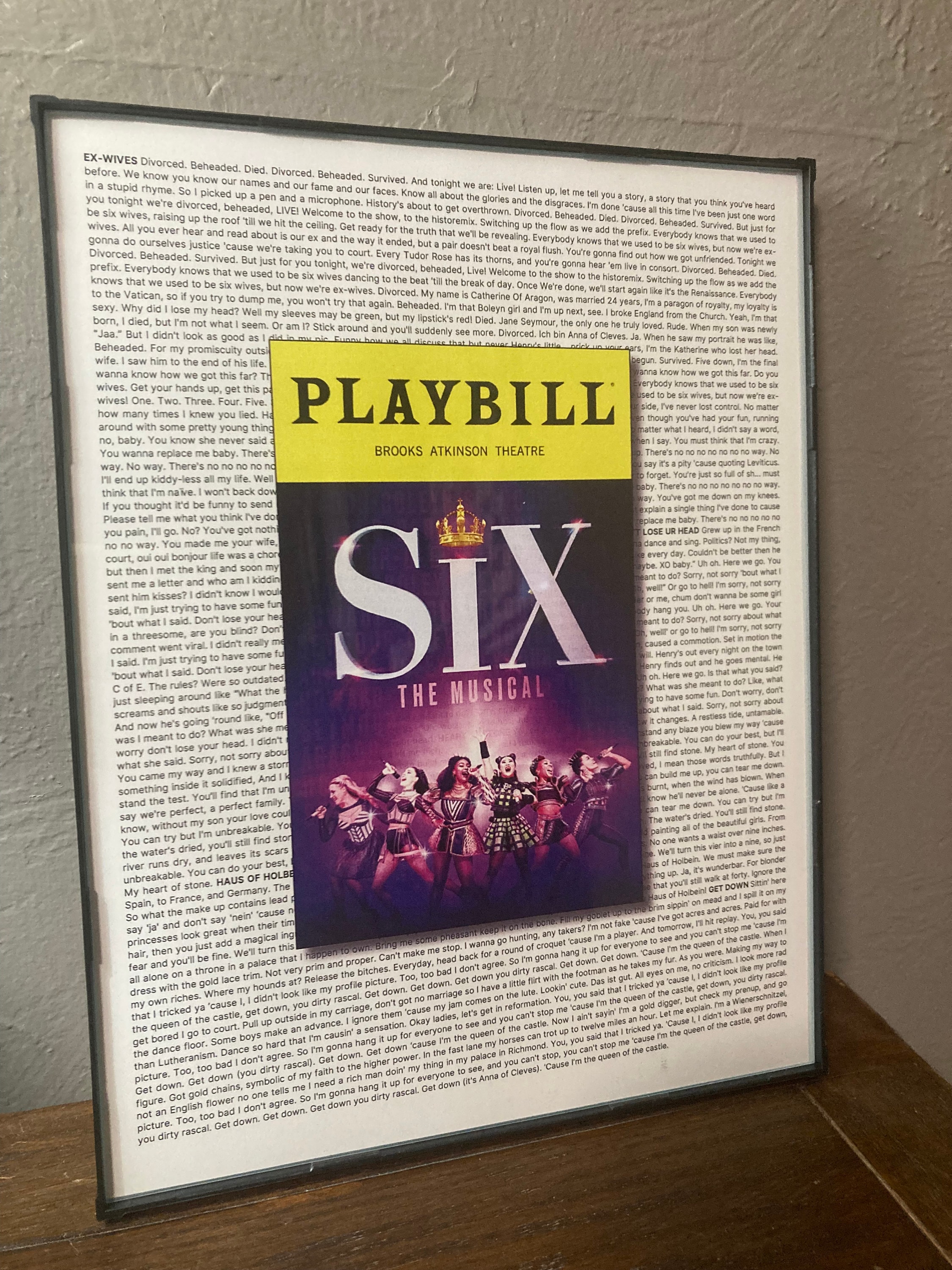 SIX Playbill/lyric Poster - Etsy