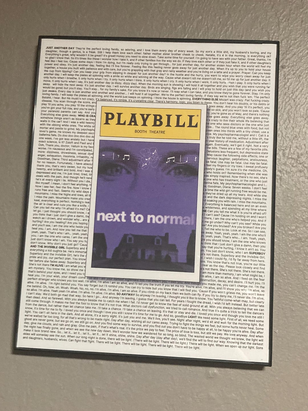 Next to Normal Playbill/lyric Poster - Etsy