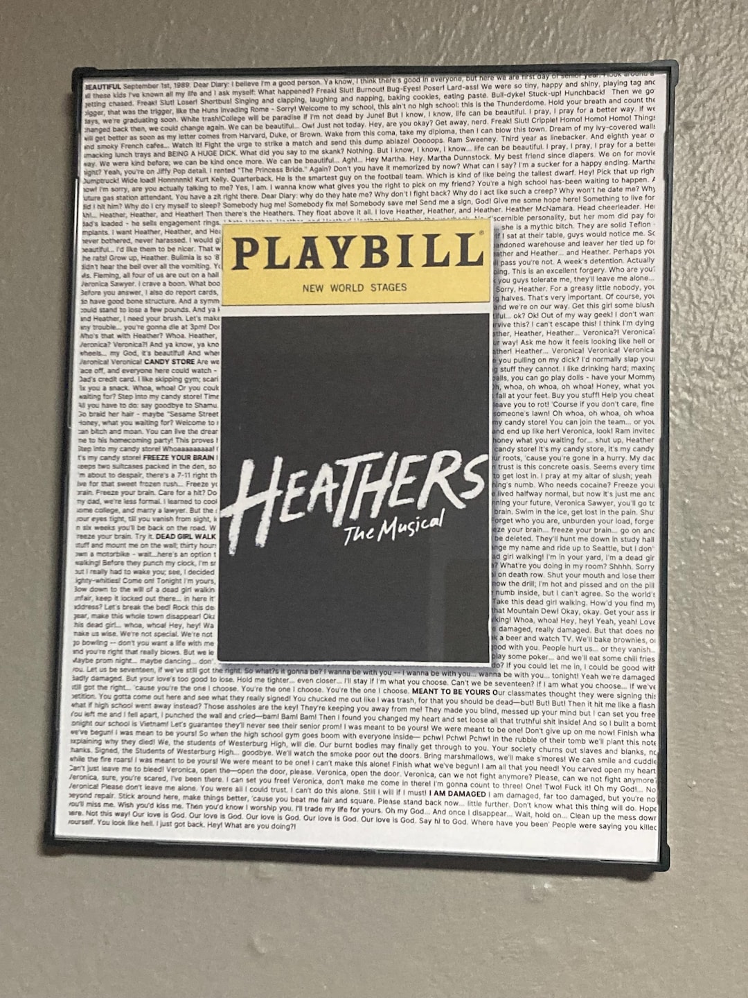 Heathers Playbill/lyric Poster - Etsy
