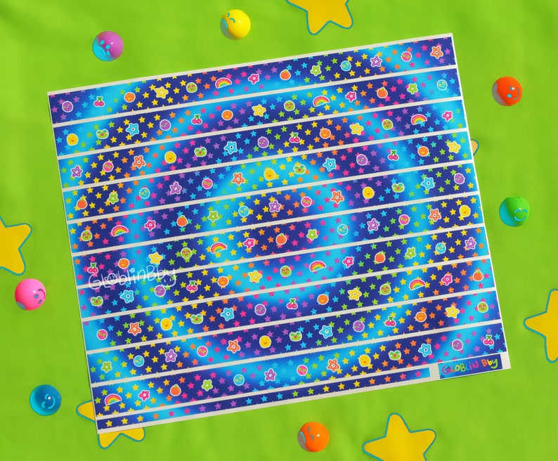 Rainbow Y2K Kidcore Deco Tape Smiley Faces Stars Rave Webcore - Etsy