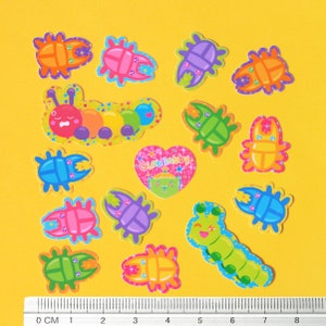 Mini Bug Sticker Flakes Beetle Stickers Caterpillar Rainbow Cute - Etsy