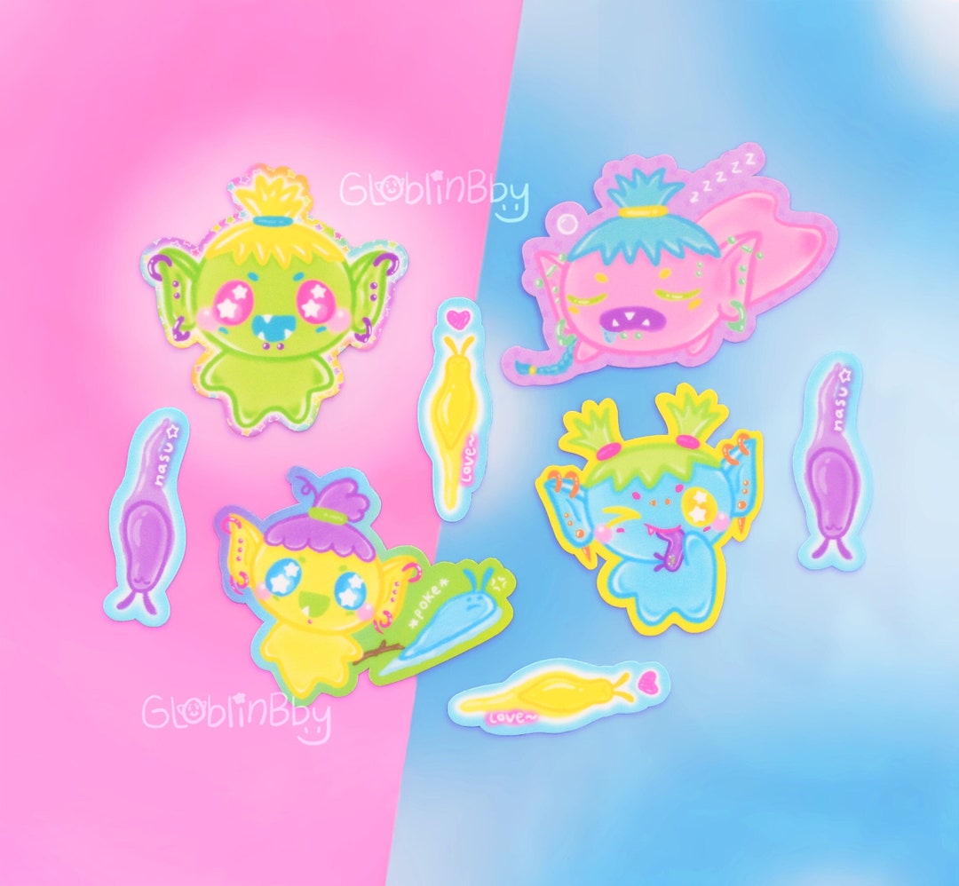 Small Goblin Sticker Set Y2K Kawaii Heisei Retro Stickers Rainbow 2000s Kawaii Slugs - Etsy