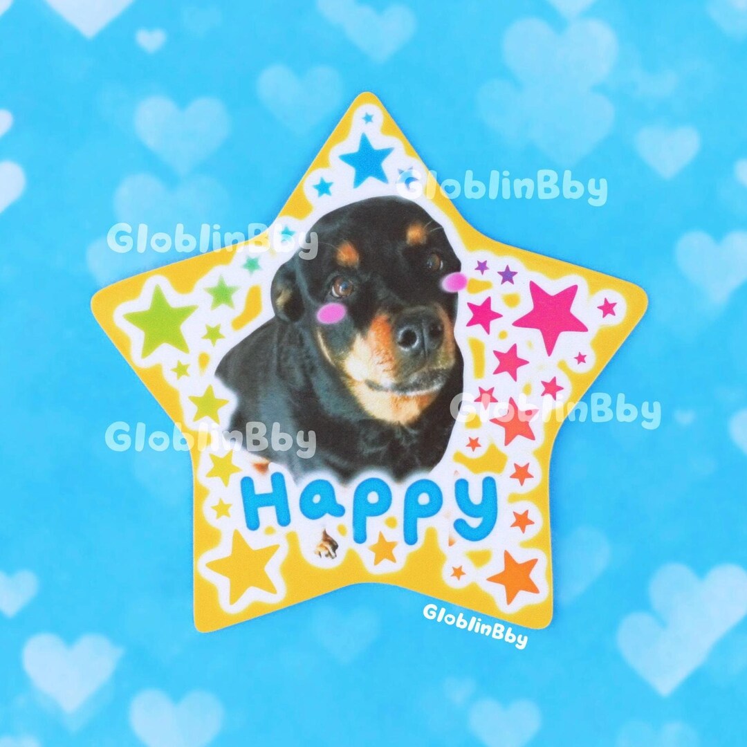 Y2K Dog Sticker Puppy Rainbow Clouds Kawaii Heisei Retro Rottweiler ...