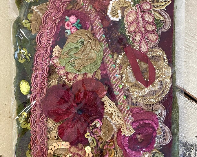 Embellishment Pack 5. Slow Stitching Supplies. Vintage Trims.burgundy ...