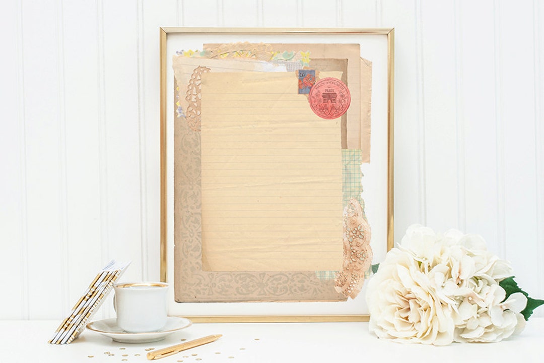 Vintage Writing Paper: Digital Paper, Vintage Inspired Collage, Digital ...