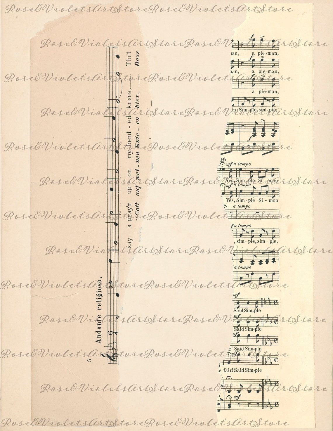 Tattered Music Sheet Collection 2, MORE Antique Music Papers, Digital ...