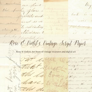 Vintage Script Papers, Antique Script Papers, Digital Papers, Vintage ...