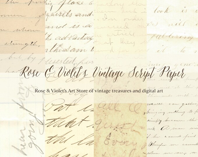 Vintage Script Papers, Antique Script Papers, Digital Papers, Vintage ...