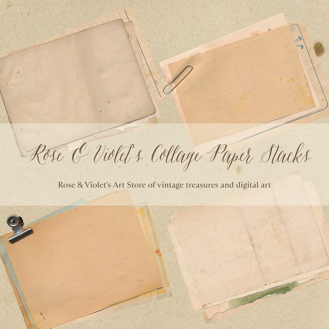 Paper Stack Collage, Digital Paper, Vintage Digital Paper, Distressed ...
