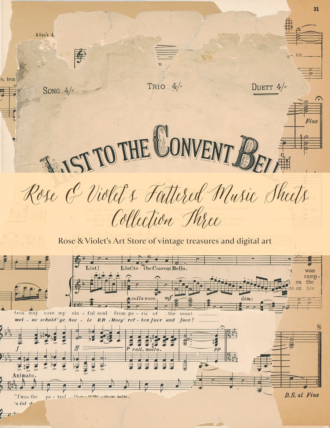 Tattered Music Sheet Collection 3, Torn and Worn Antique Music Papers ...