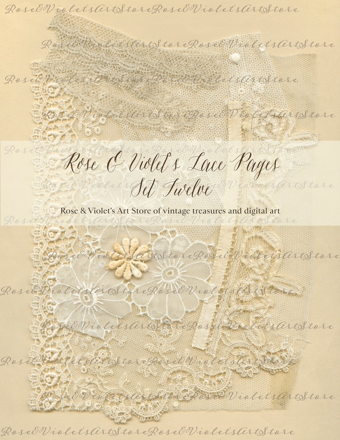 Victorian Lace Pages, Set Twelve, Full Page Jpegs, Collage Clip Art ...