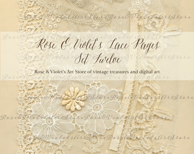 Victorian Lace Pages, Set Twelve, Full Page Jpegs, Collage Clip Art ...