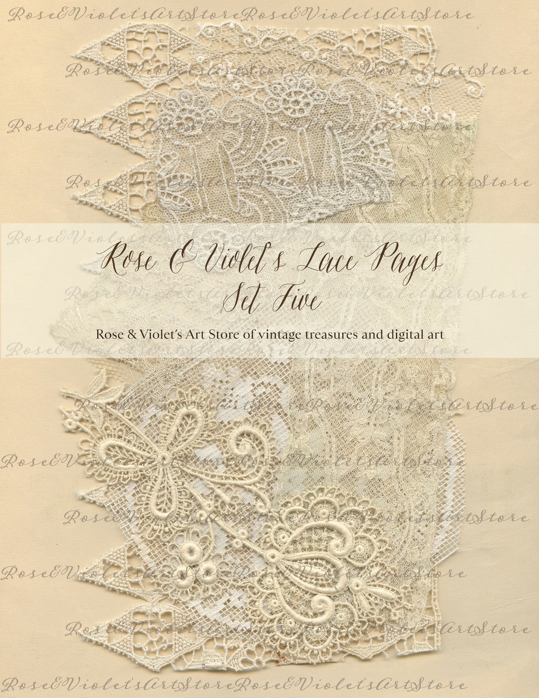 Victorian Lace Pages, Set Five, Full Page Jpegs, Collage Clip Art ...