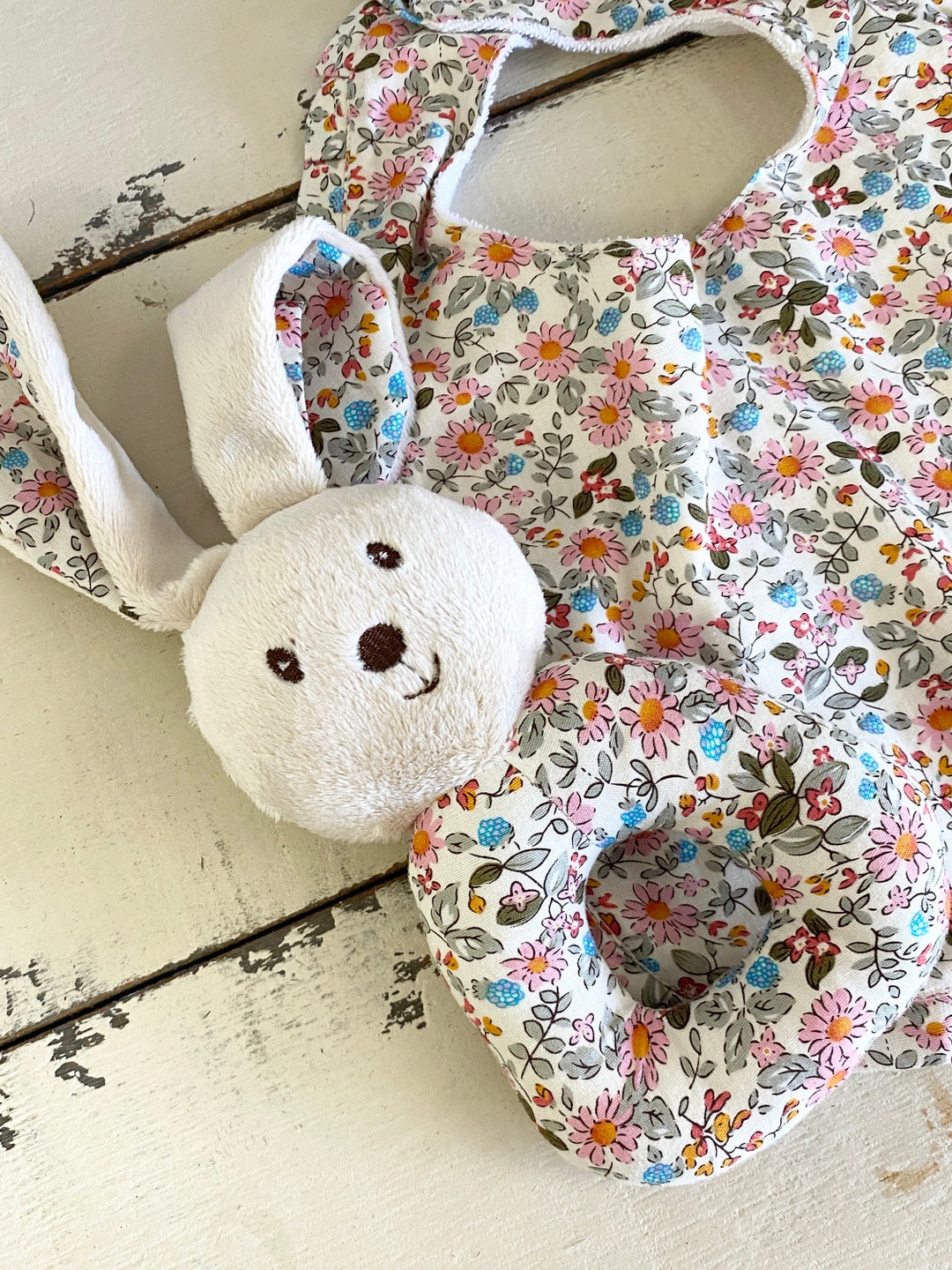 Bold Spring Bunny Rattle and Bib Set. Baby Bibs. Baby Rattles. Soft ...