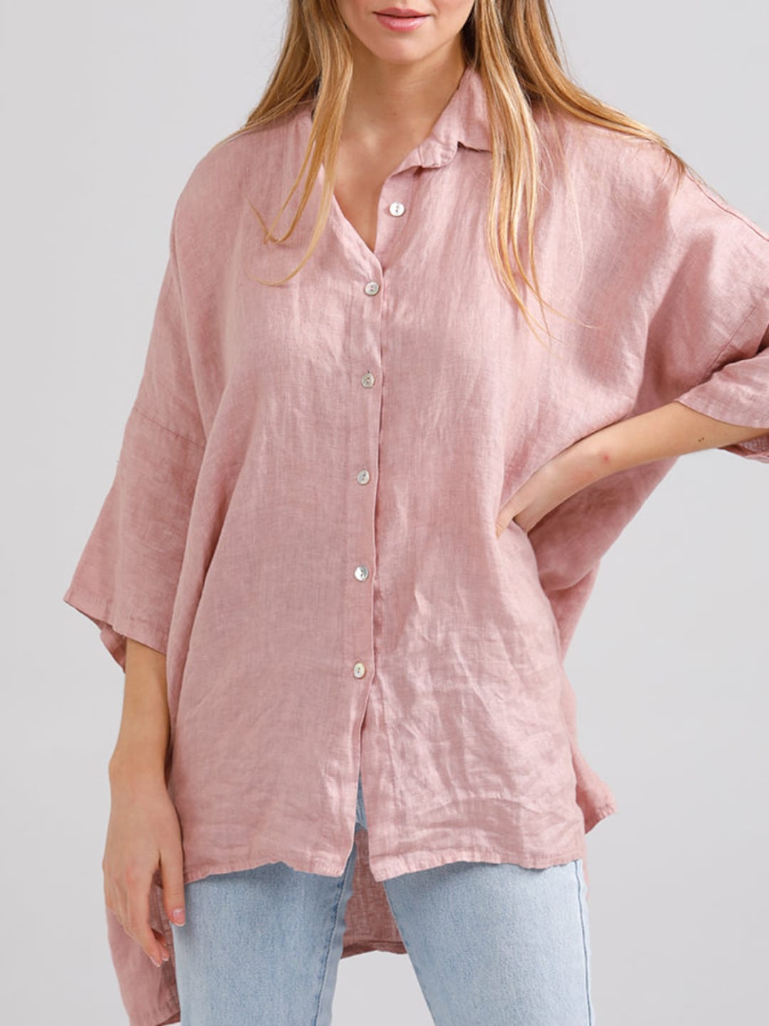 DARK PINK Linen Shirt, Loose Fit Linen Shirt, Pink Shirt, Linen Shirt ...