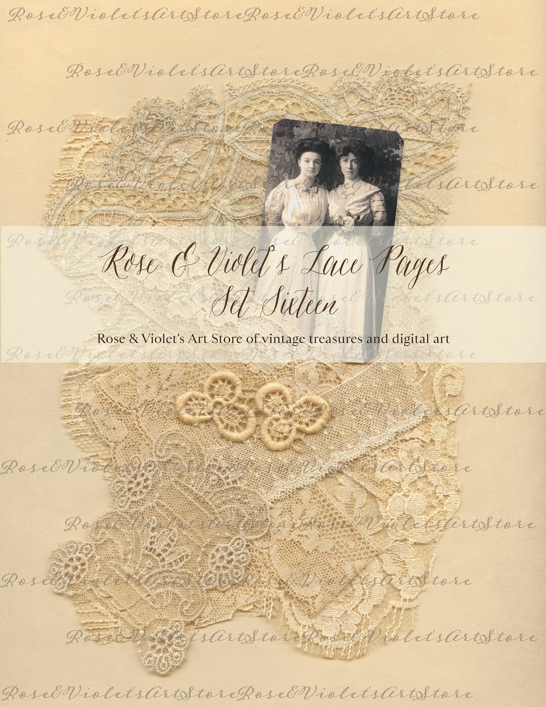 Victorian Lace Pages, Set Sixteen, Full Page Jpegs, Collage Clip Art ...