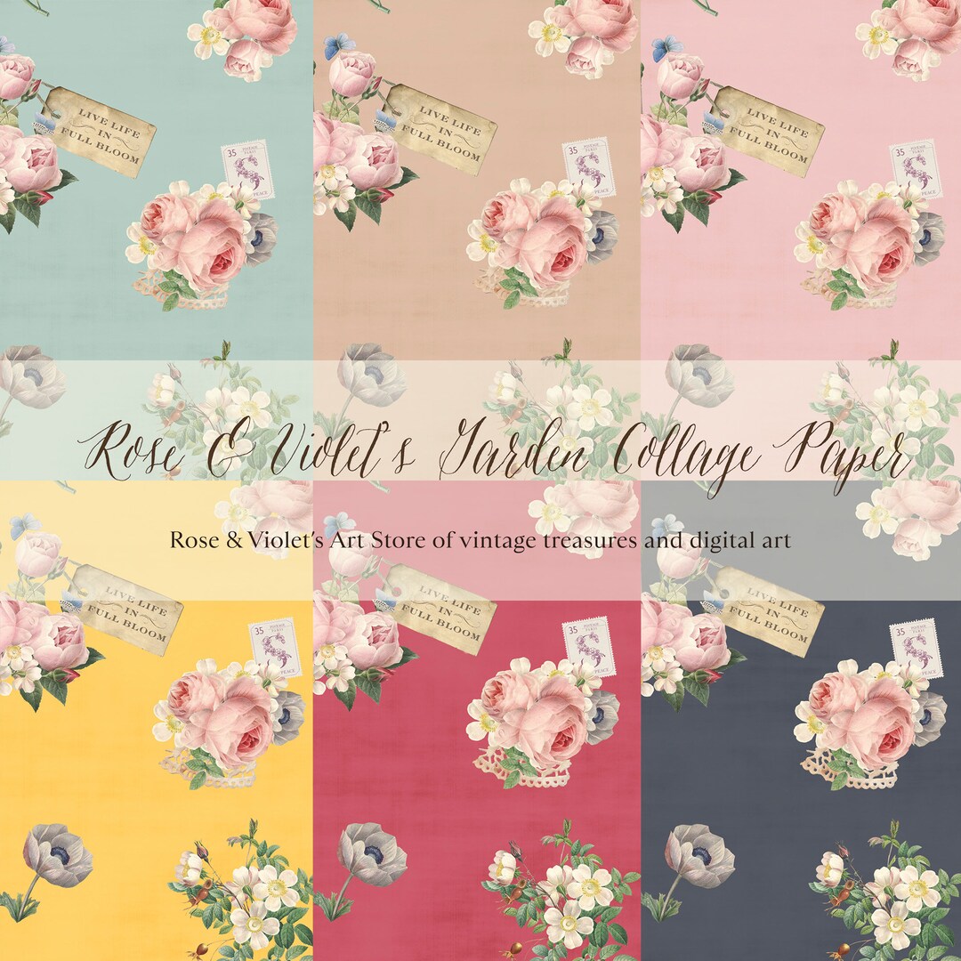 Garden Collage Paper, Digital Paper, Collage Pages, Junk Journaling ...