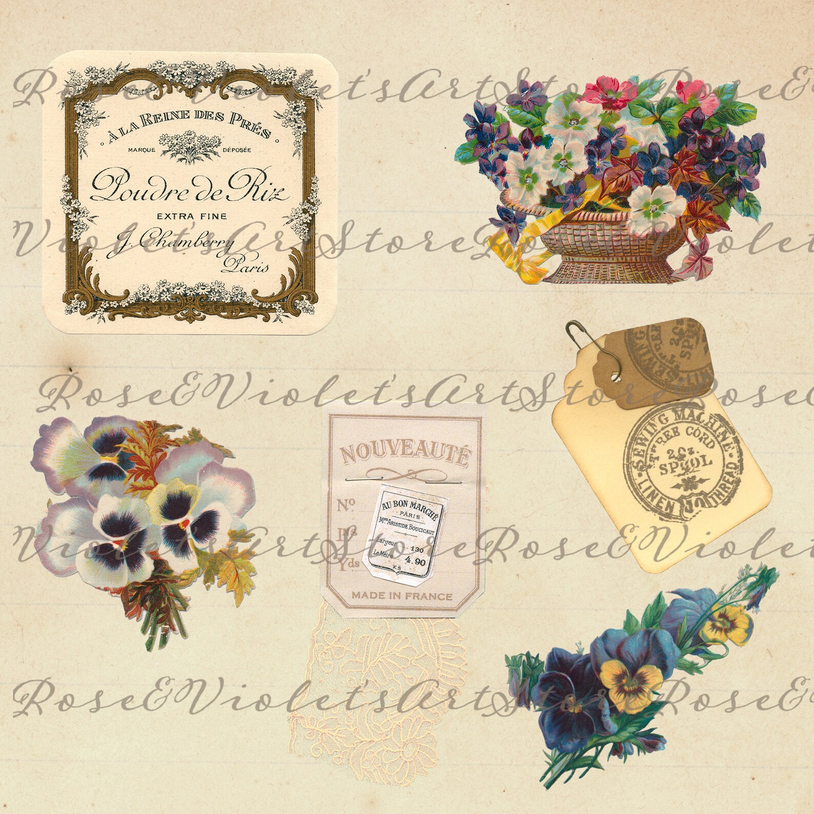 Ephemera Set, Digital Clip Art, Scrapbooking Clip Art, Victorian Scraps ...