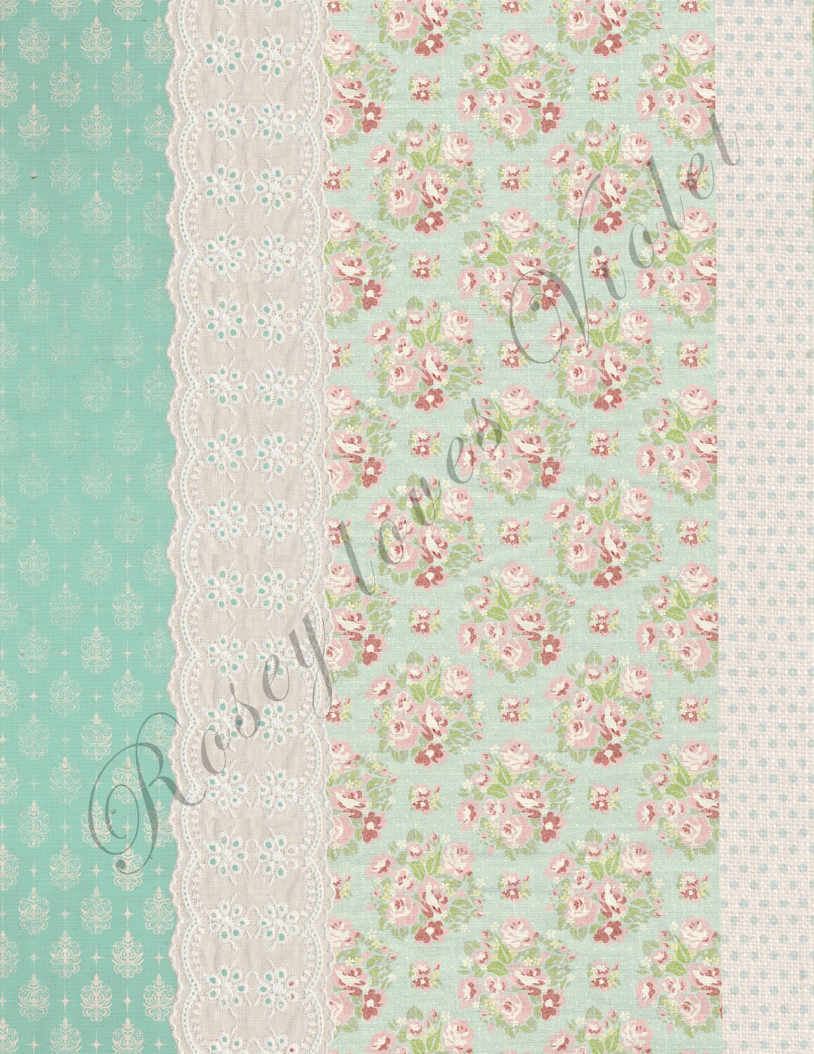 Floral and Lace 2 Digital Paper: Instant Download for - Etsy
