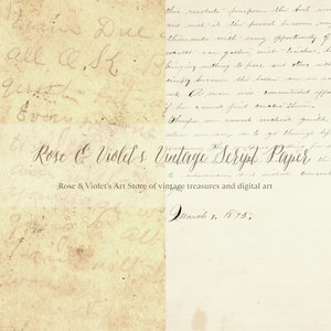 Vintage Script Papers, Antique Script Papers, Digital Papers, Vintage ...