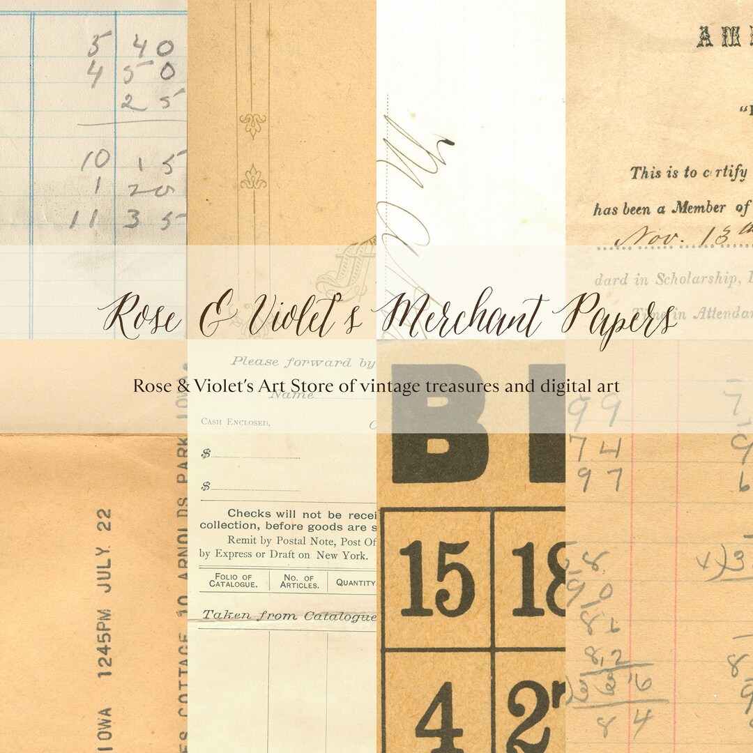 Vintage Merchant Papers, Junk Journaling, Journal Paper, Digital Paper ...