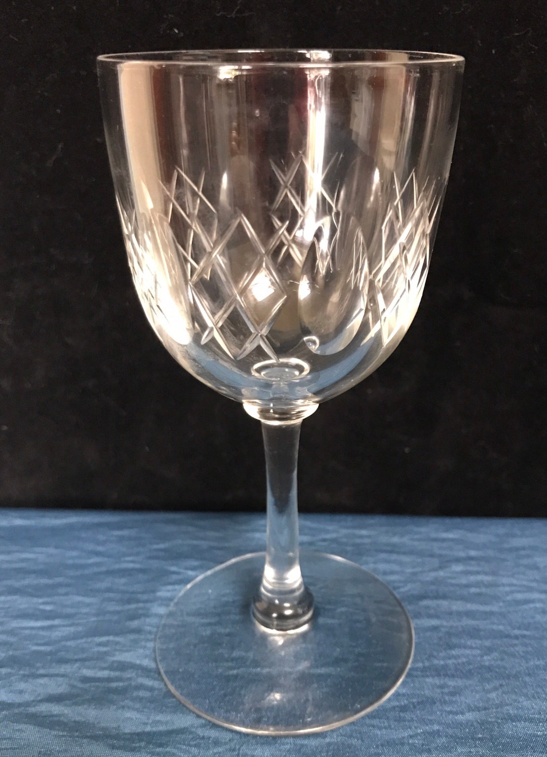 19thc Victorian Lead Crystal Lens & Diamond Cut Stemmed Glass - Etsy