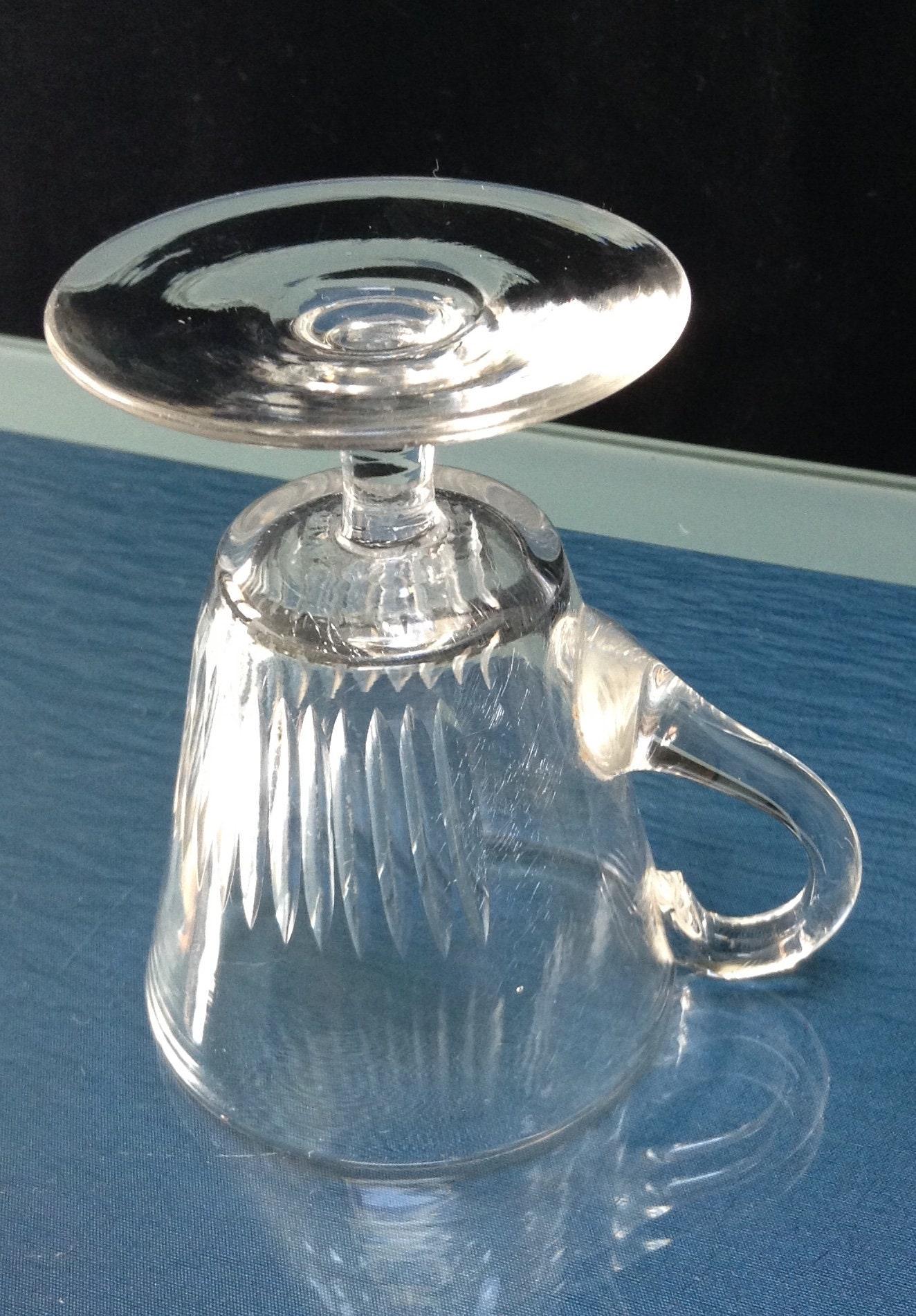 Antique Victorian Blaze Cut Glass Pedestal Custard Jelly Syllabub Cup ...