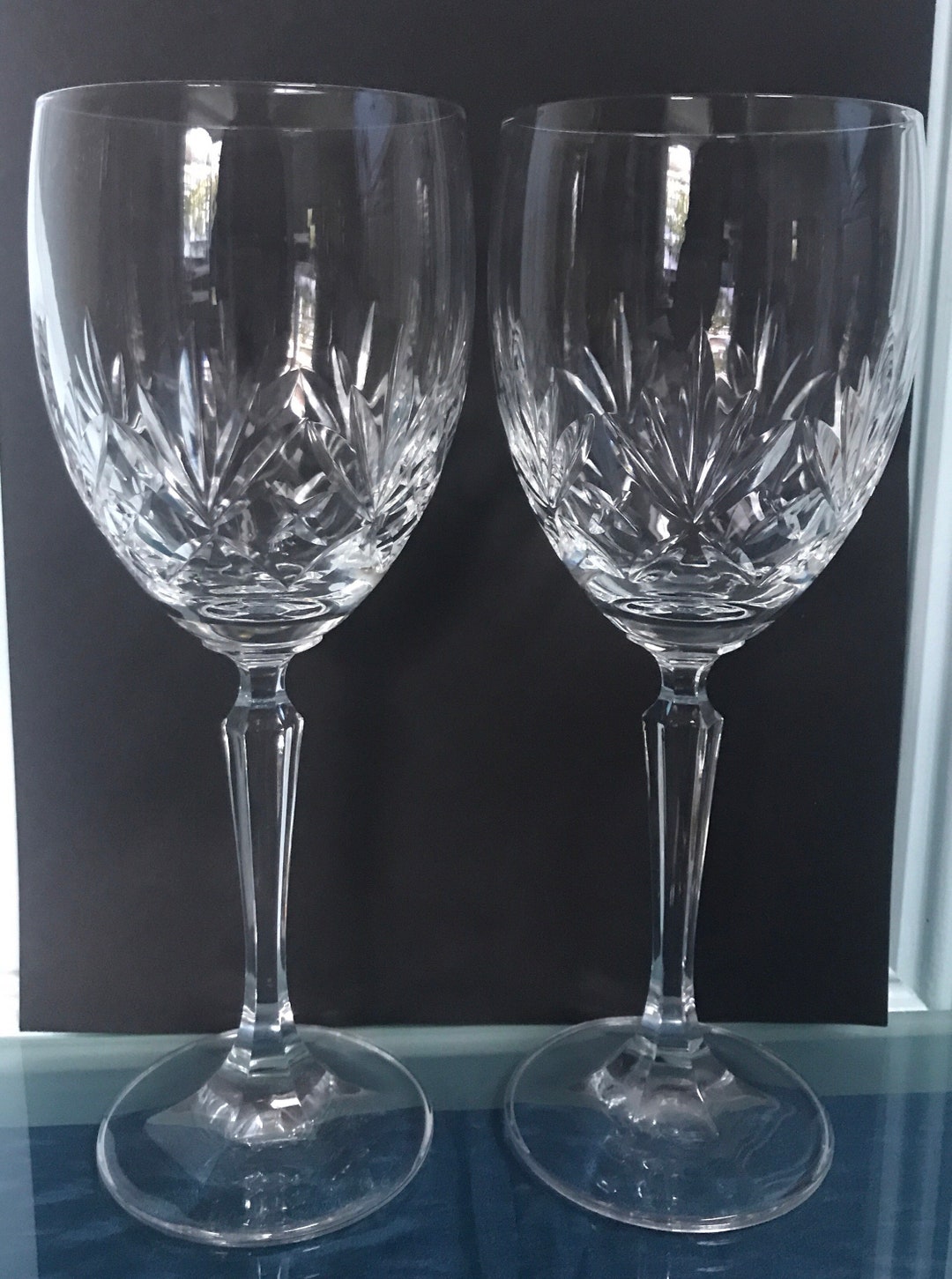 2 Large 250ml Lead Crystal Cut Glass Large Wine Goblets Top Quality - Etsy