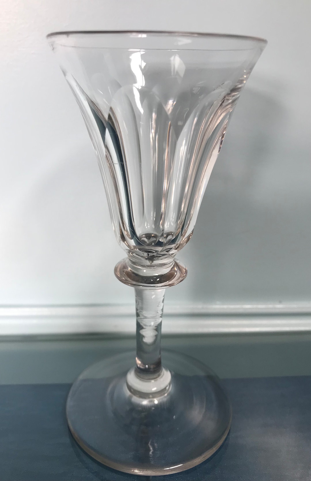Antique 19thc Georgian Trumpet Bowl Petal Cut Lead Crystal Cordial Wine ...