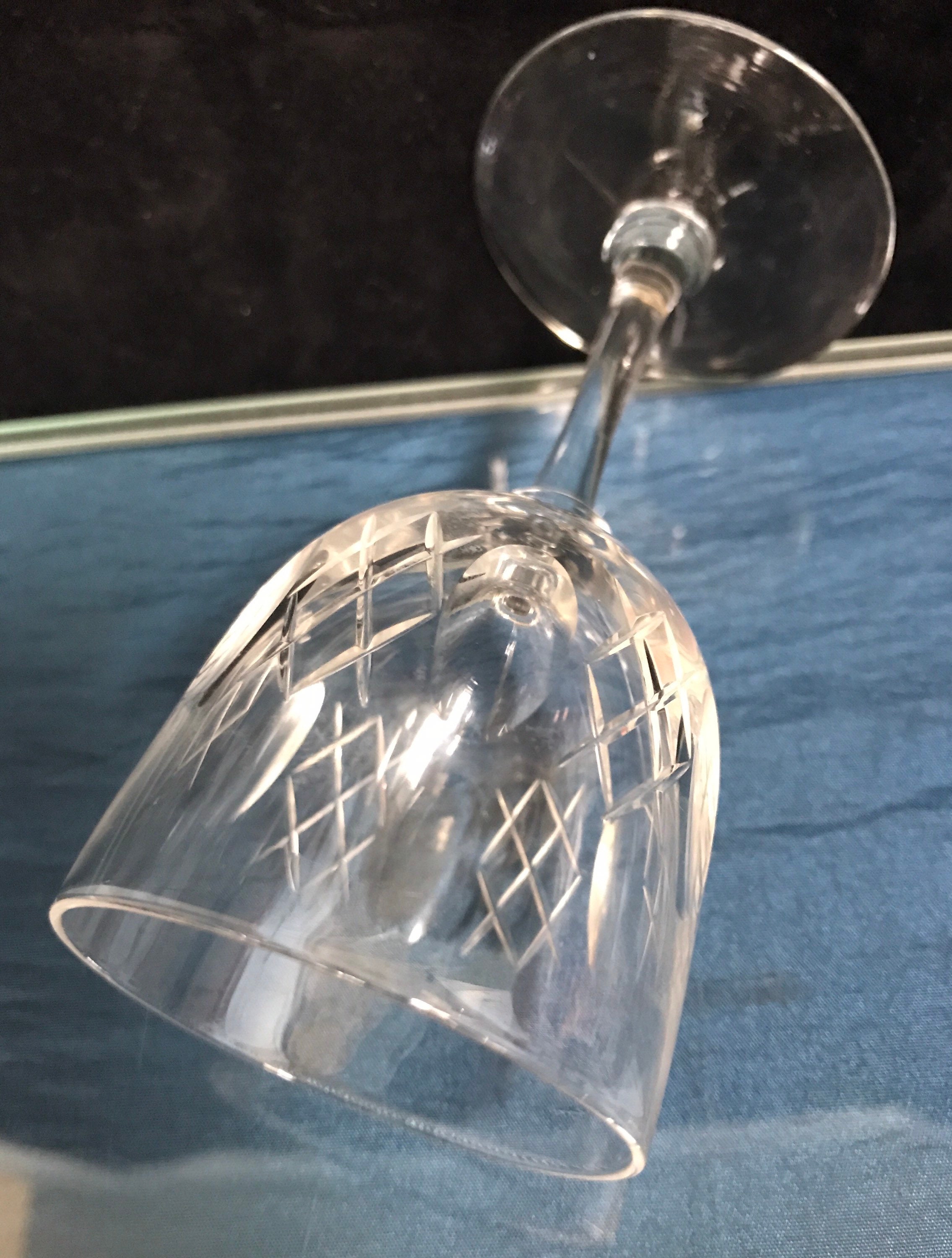 19thc Victorian Lead Crystal Lens & Diamond Cut Stemmed Glass - Etsy