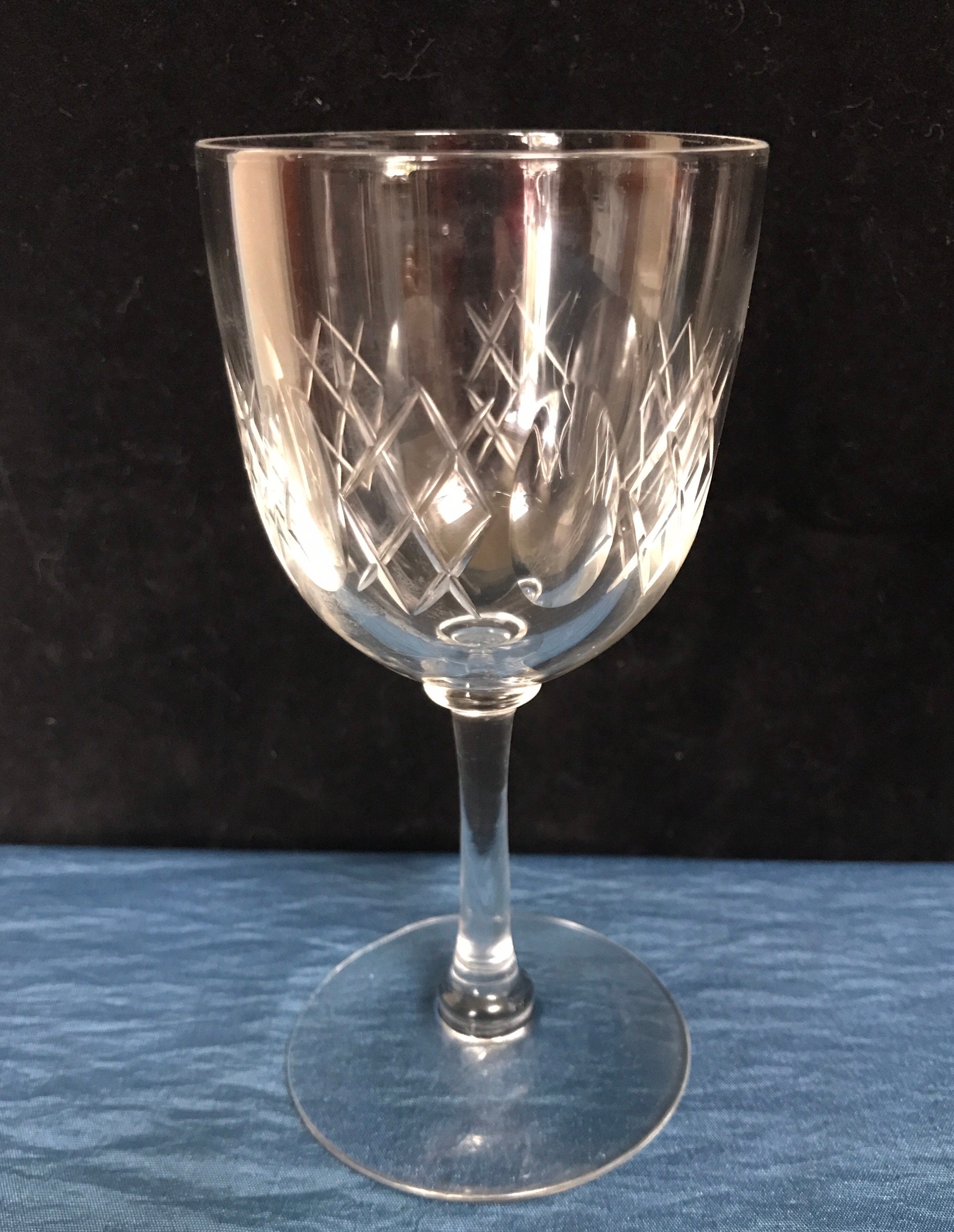 19thc Victorian Lead Crystal Lens & Diamond Cut Stemmed Glass | Etsy