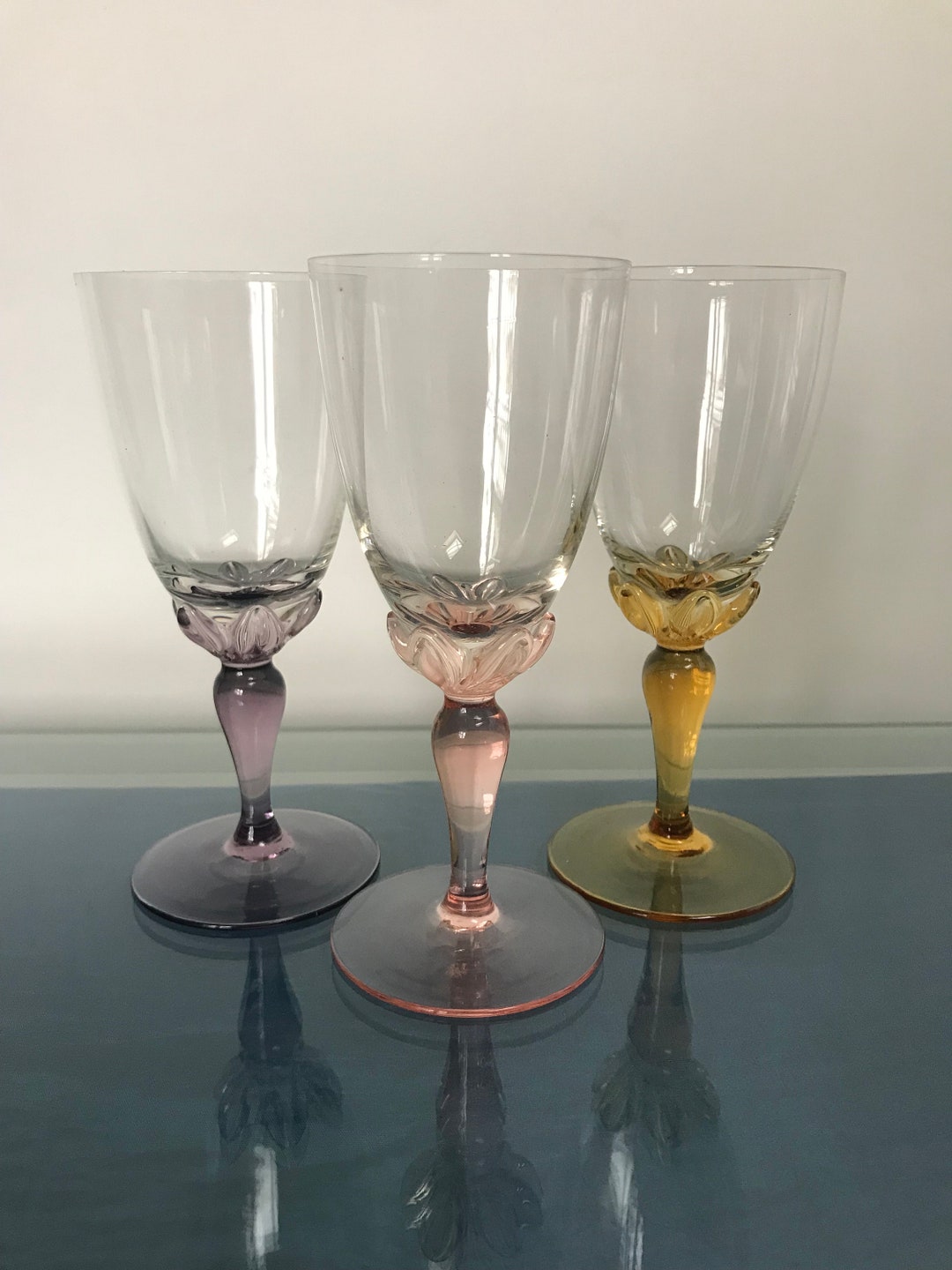 3 Vintage Jaffe Rose Czechoslovakia Lead Crystal Sherry Glasses ...