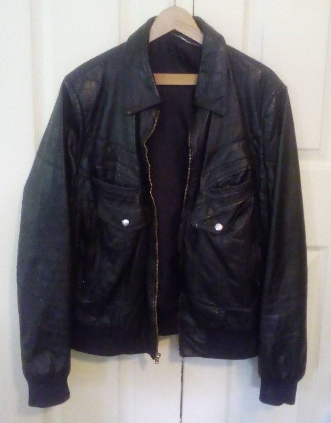 Vintage Motorcycle Jacket, Black With Silver Snaps, Fonzie Style, Used ...