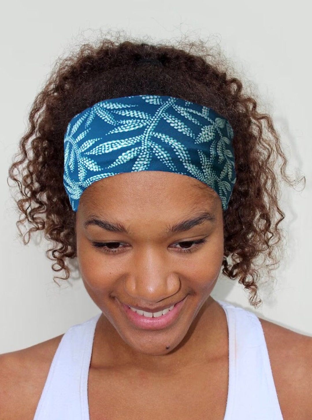 Teal Dot Dreamtime Print, Swim and Exercise Headband, Wide Breathable ...