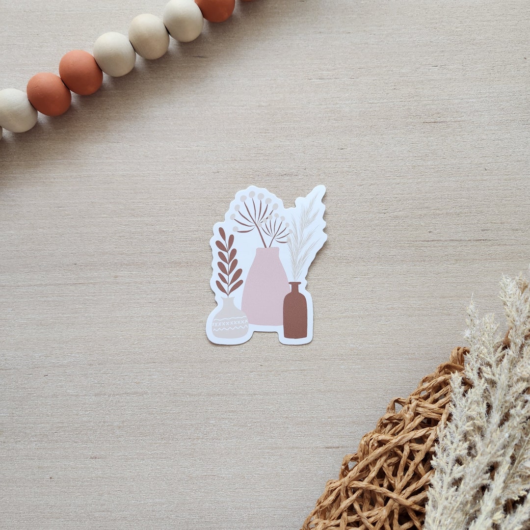 Vase Sticker Boho Sticker Water Bottle Stickers Waterproof Stickers ...
