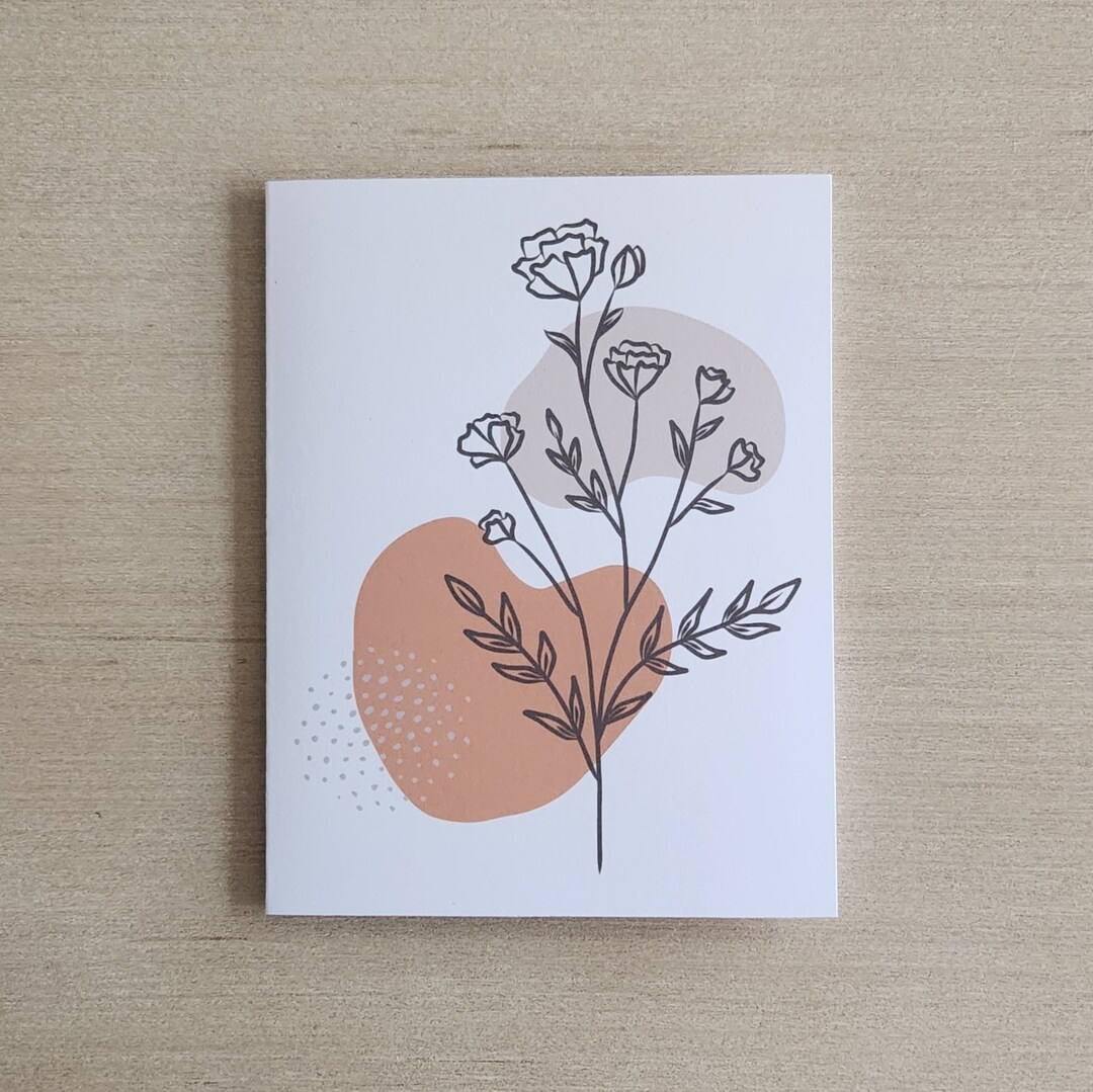 Boho Floral Note Cards Boho Floral Greeting Cards Simple Note Cards ...
