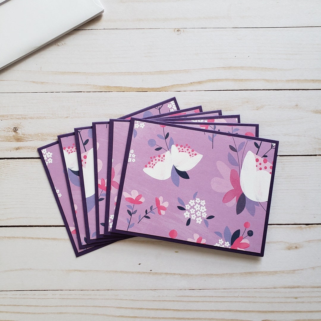 Colorful Floral Note Card Set - Handmade Note Cards - Set of 6 Blank ...
