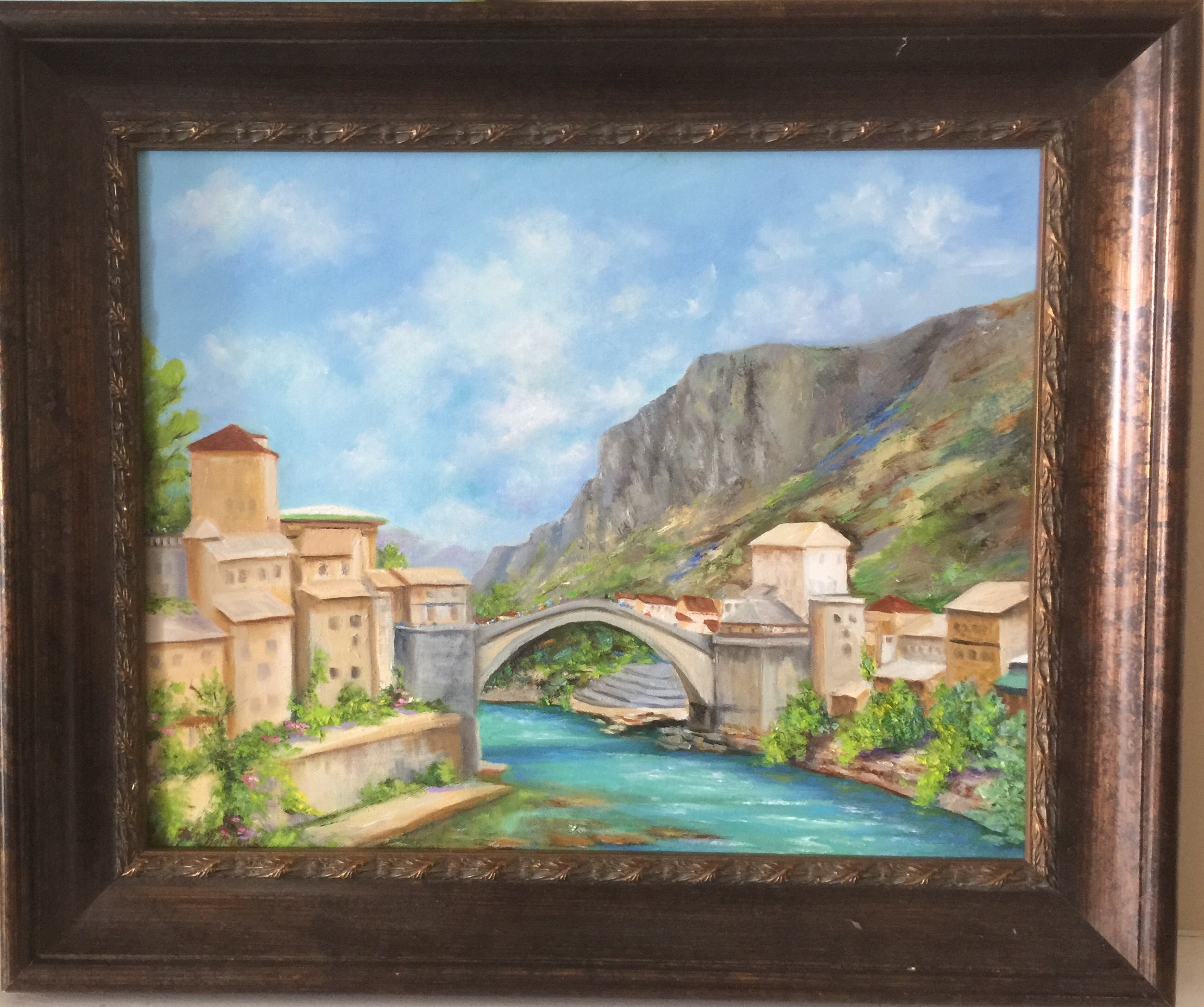 Mostar Landscape/bosnia / Oil Painting/ Wall Art/ Oil Painting - Etsy UK