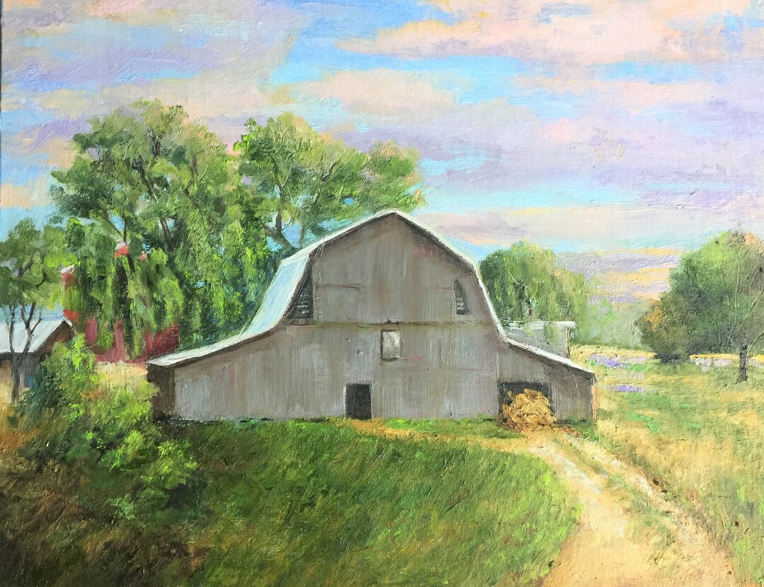 LIFE IN TENNESSEE / Small Painting/ Landscape/ Barns/ Tennessee Art ...