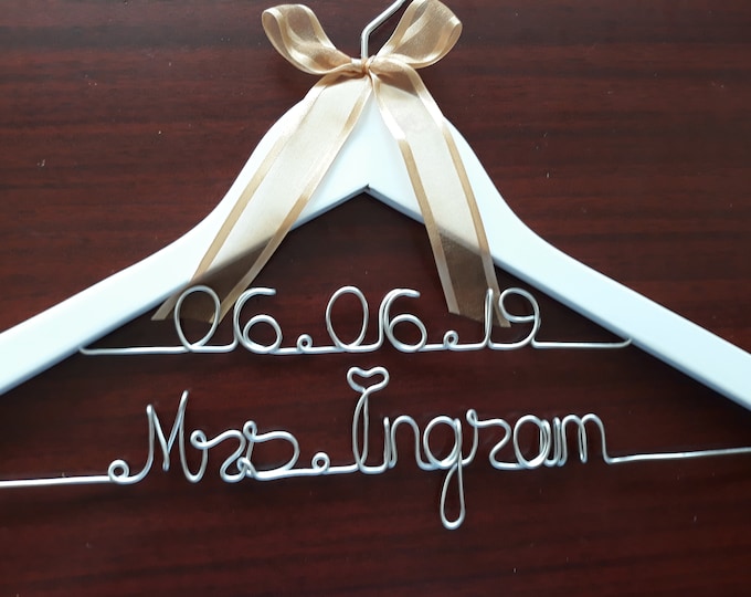 Double Line Wedding Hanger, Wedding Dress Photos, Wire Wrapped Hanger ...