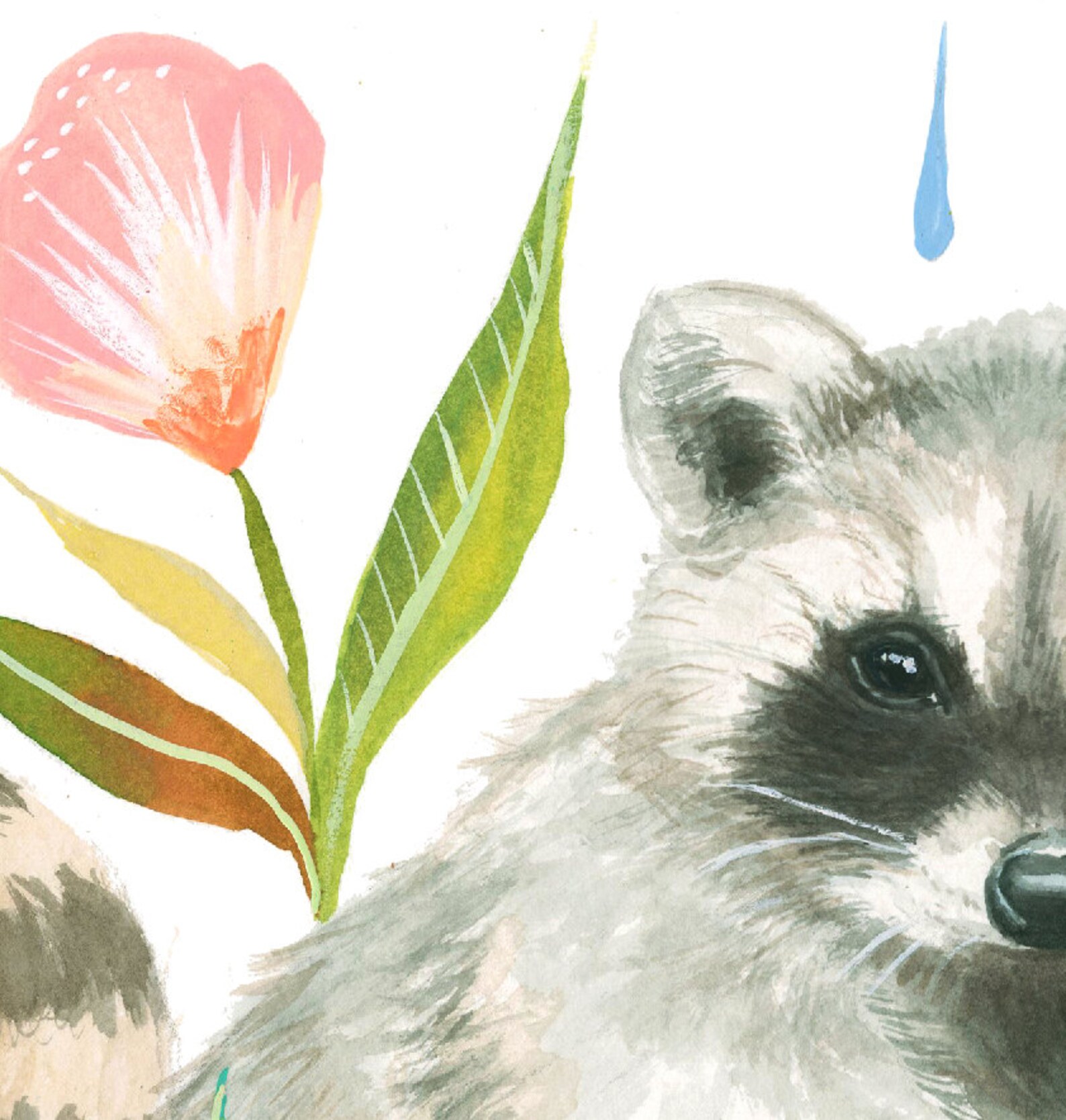 Raccoon Art Print | Watercolor Painting | Nursery | Woodland Animal ...