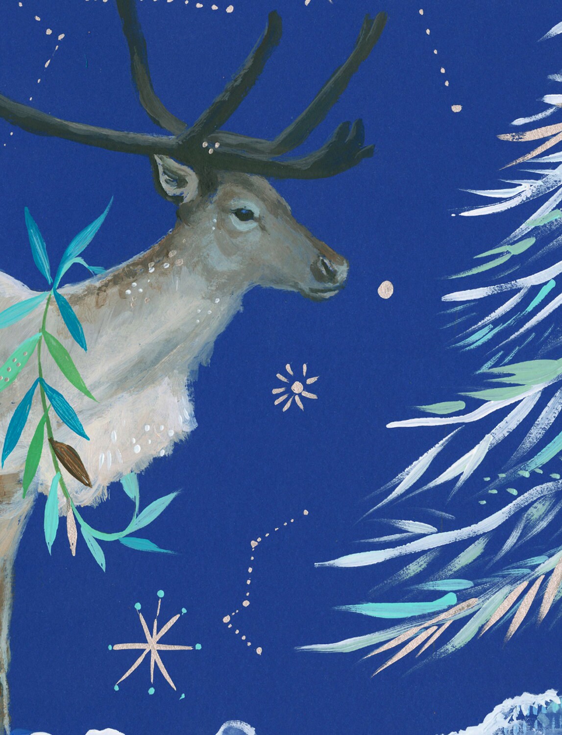 Reindeer Art Print | Acrylic Painting | Nursery | Winter | 8x10 | 11x14 ...