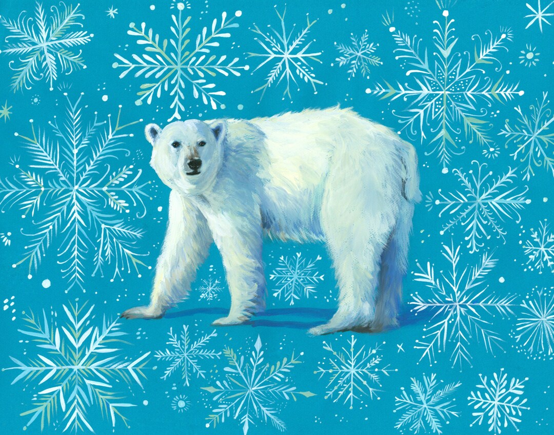 Polar Bear Art Print Acrylic Painting Nursery Winter 8x10 11x14 - Etsy