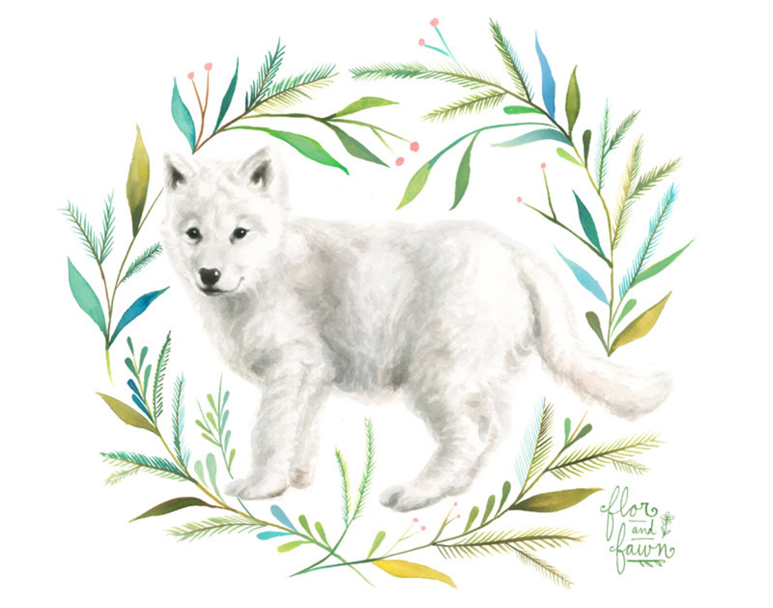 Wolf Pup Art Print | Watercolor Painting | Nursery | Woodland Animal ...