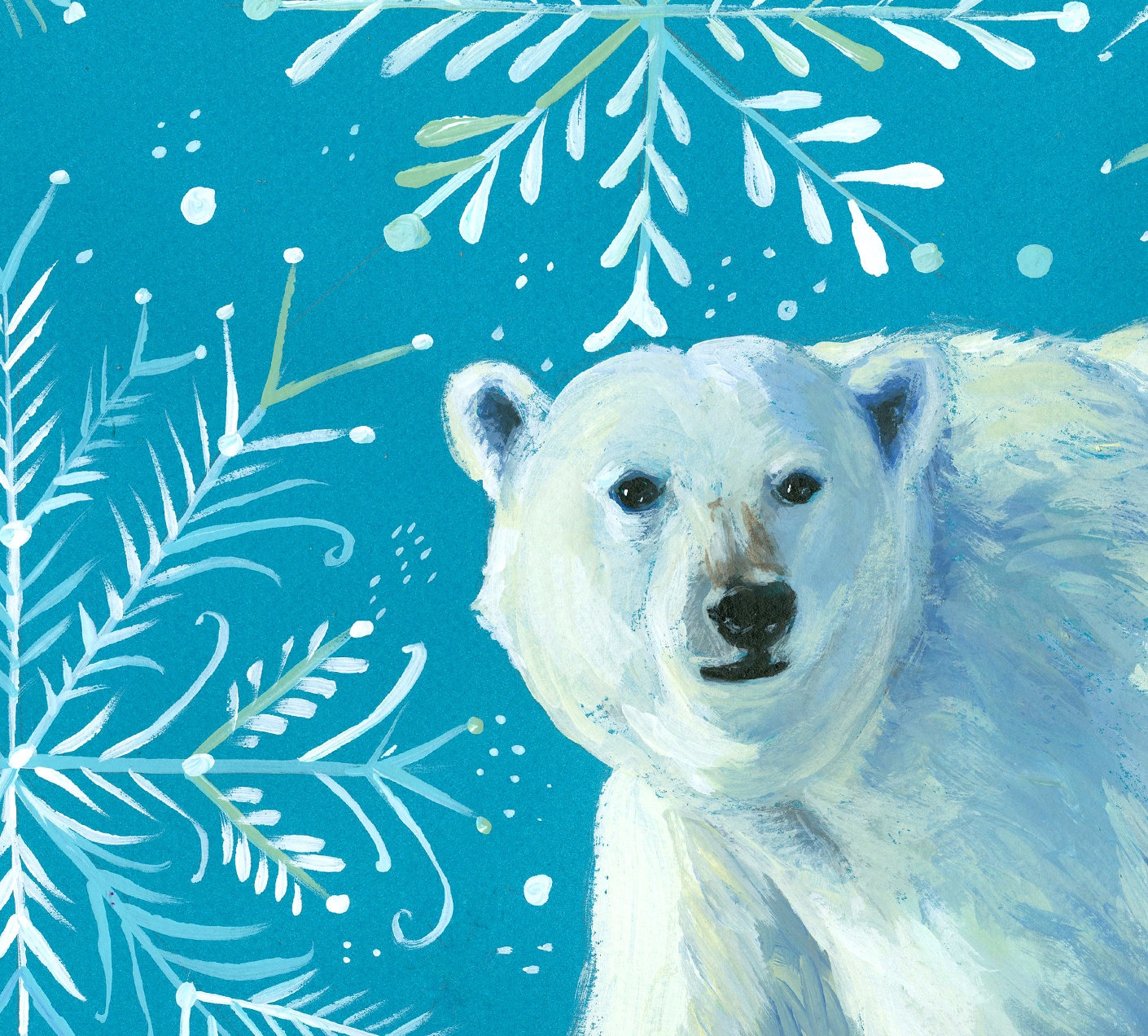 Polar Bear Art Print Acrylic Painting Nursery Winter 8x10 11x14 - Etsy