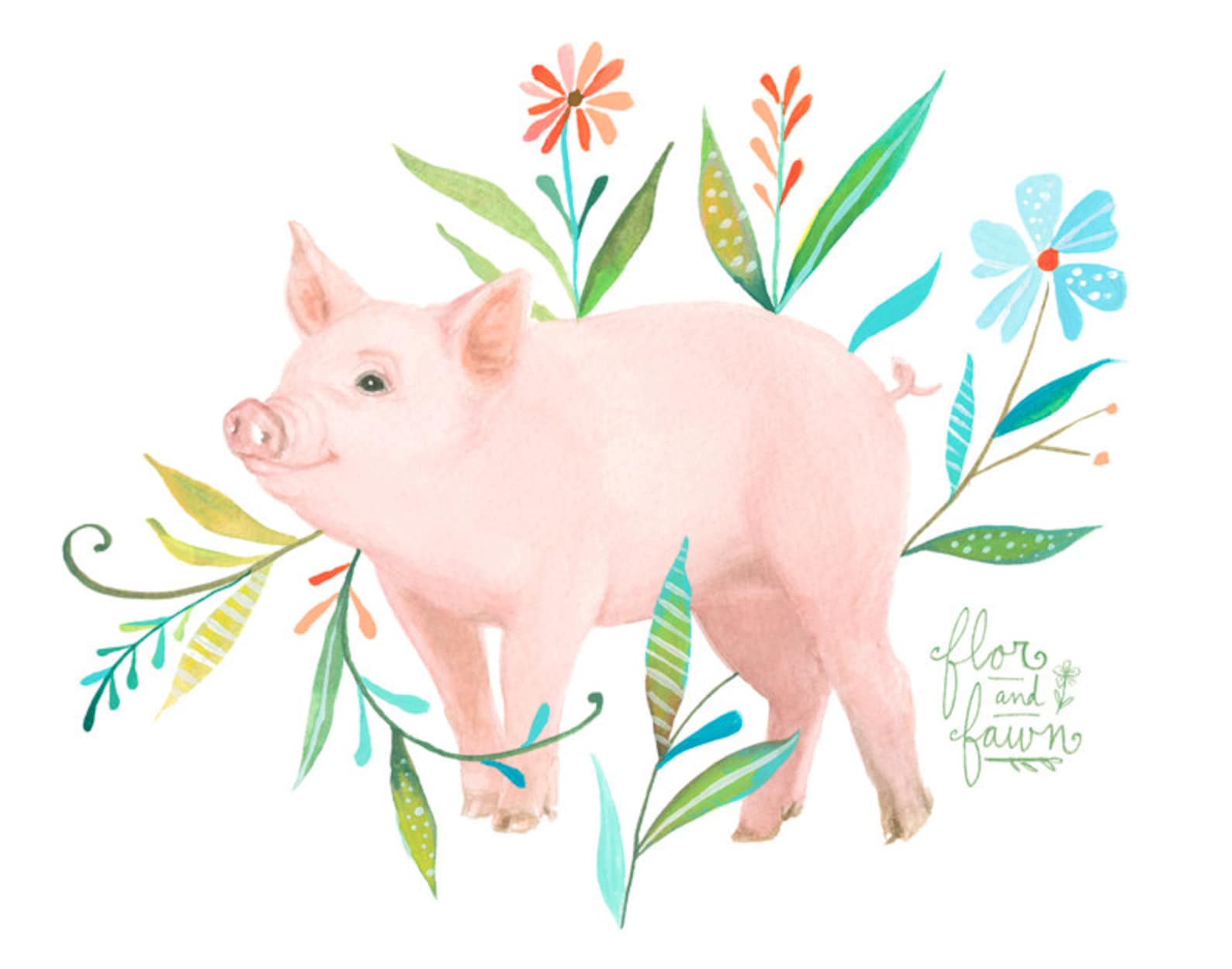 Piglet Art Print | Watercolor Painting | Nursery | Farm | 8x10 | 11x14 ...