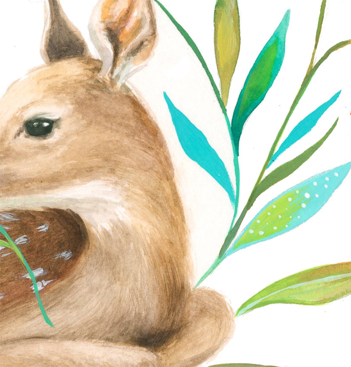 Fawn Art Print Watercolor Painting Nursery Woodland - Etsy