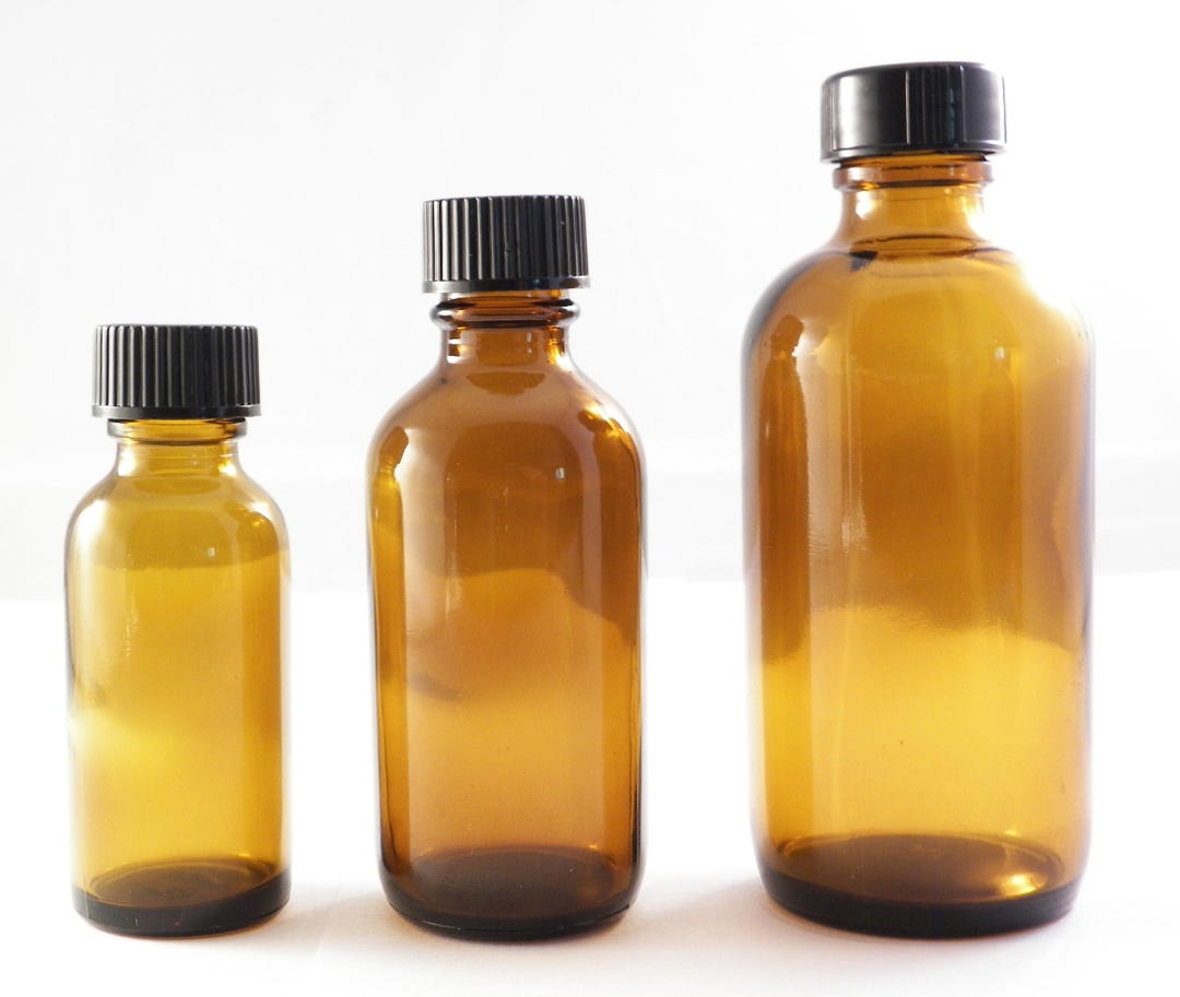 GLASS TINCTURE/ DROPPER Bottles Choose Size 1,2,4,8 Oz Amber Cobalt ...