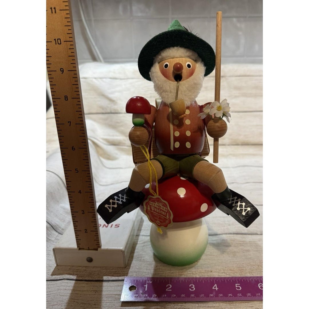 VTG German STEINBACH Mushroom Picker Rotating Musical Smoker Hang Tag ...