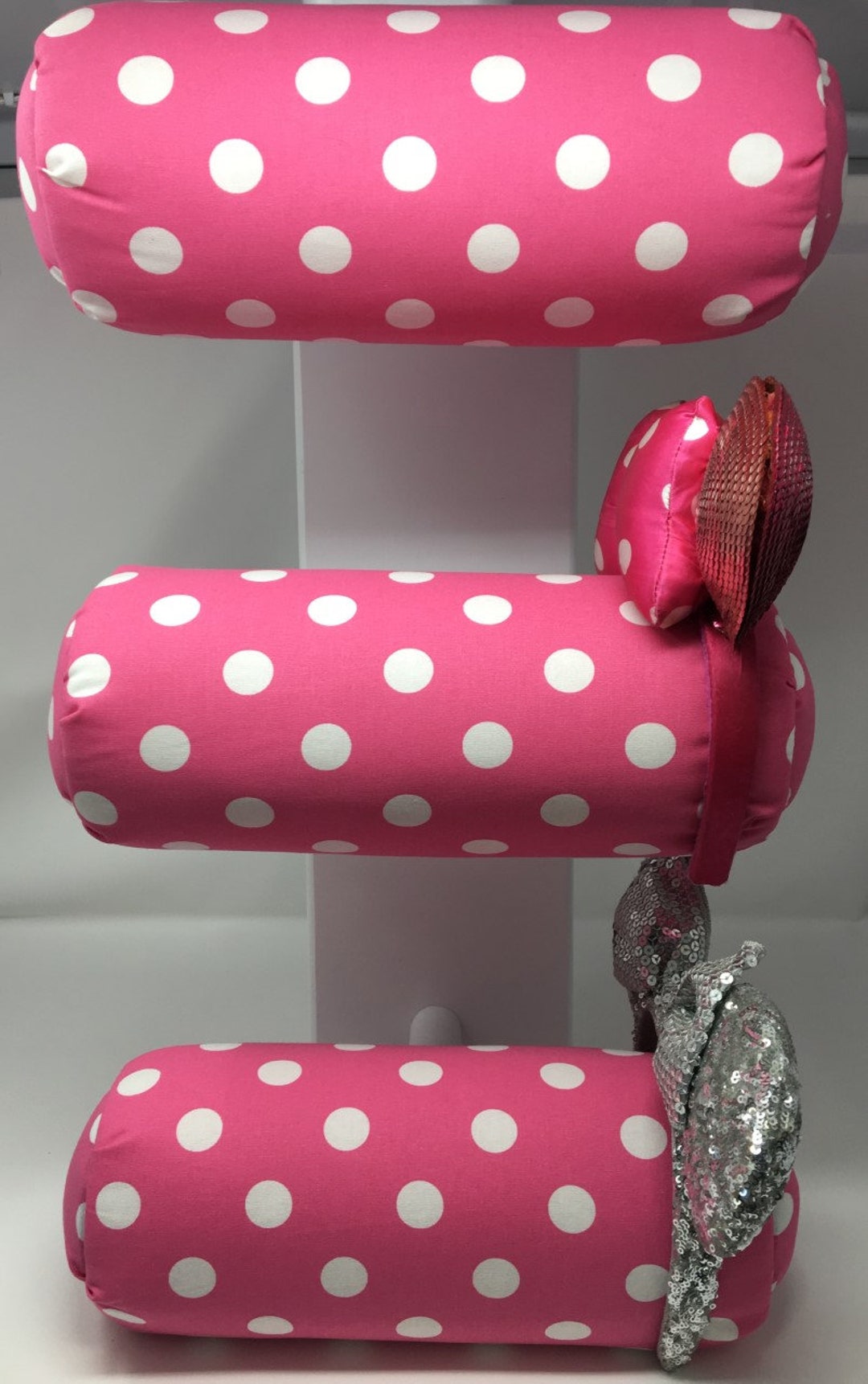Wall Display/triple Row-pink Polka Dot Print/different Base Colors ...